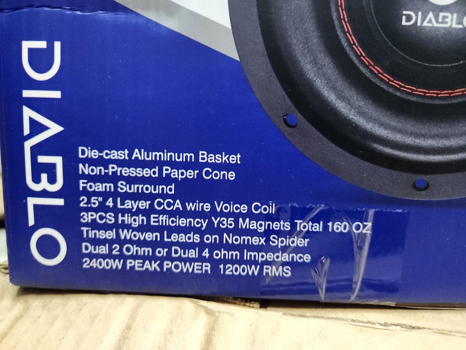 Diablo DB-8XL V.2 8" Car audio subwoofer dual voice coil 2400 watts ...