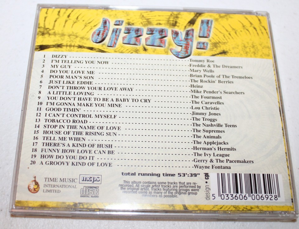 Dizzy! Hits Of The Sixties (CD, 1998) The Animals, Tommy Roe, Nashville ...