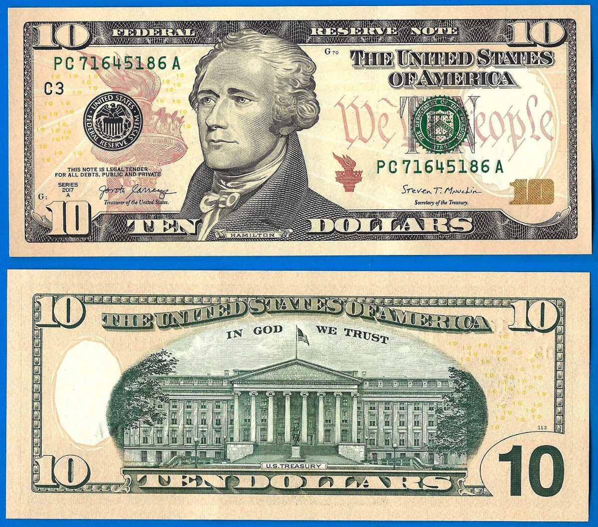 10 Dollar Bill Front And Back Actual Size 2+ Hundred Dollar Banknote