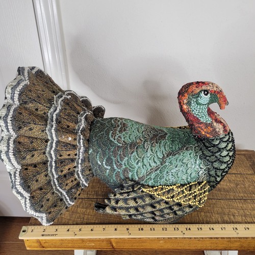 2024 John Derian Target Thanksgiving Turkey Beaded Sequins Fall Pillow ...