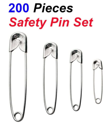 Safety Pins For Clothing Sizes - 100 Or 200 Pcs Pack, Small To Large ...