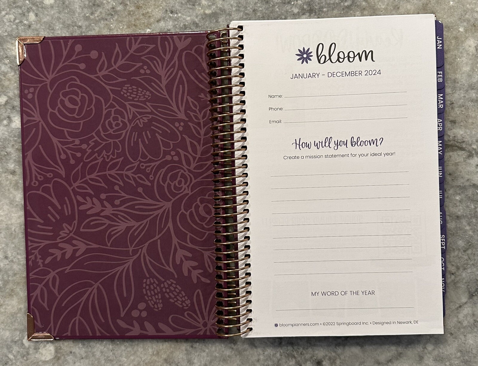 bloom daily planners 2024-25 Hard Cover Planner, 5.5"x8.25", Embroidery ...