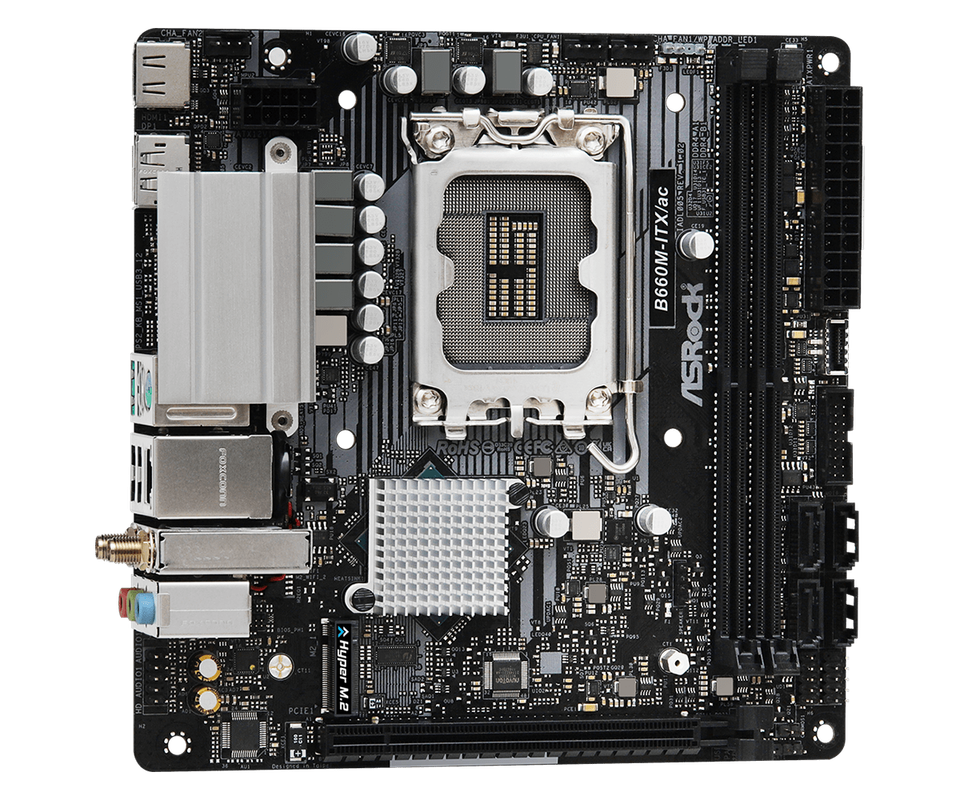 ASRock B660M-ITX/AC Motherboard, LGA 1700, WiFi 6, DDR4, Mini-ITX, PCIe ...
