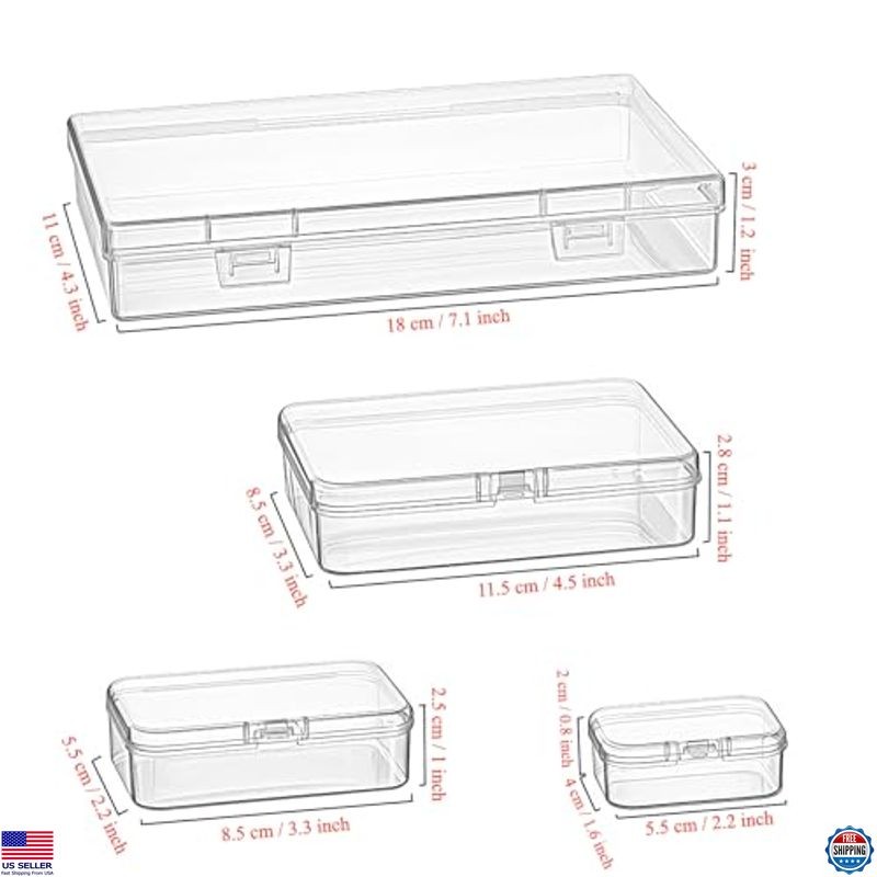 24-Pack Mini Clear Plastic Organizer Boxes with Hinged Lids for Small ...