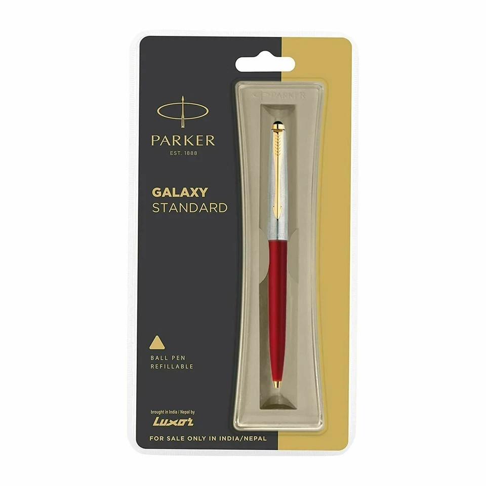 Parker Galaxy GT Roller Blue Ink Ball Pen Red Body in Smart Case Free ...