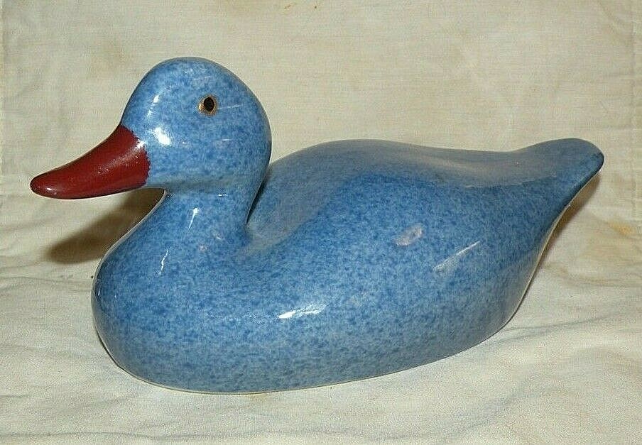 Vintage Calico China Blue Ceramic Duck Figurine Statue 9" Long | eBay