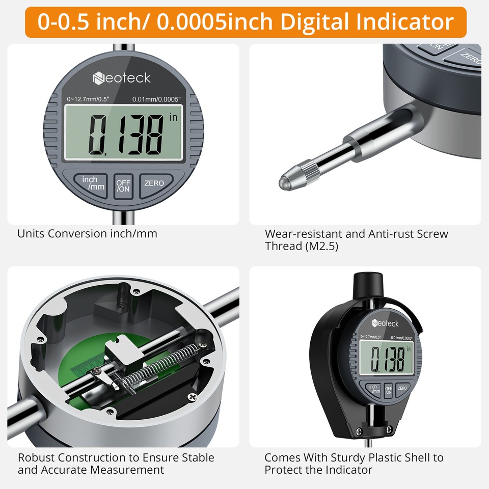 Neoteck Dial Bore Gauge 1.4-6"/0.0005" Deep Engine Measuring Cylinder ...
