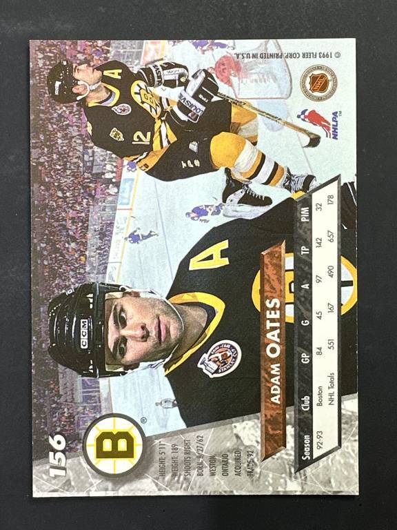 1993-94 Fleer Ultra Hockey Adam Oates Bruins Base Card 156 | eBay