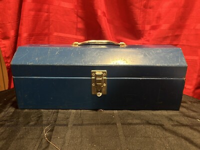 Vintage Blue Metal Tool Box 19” X 7” X 7” | eBay