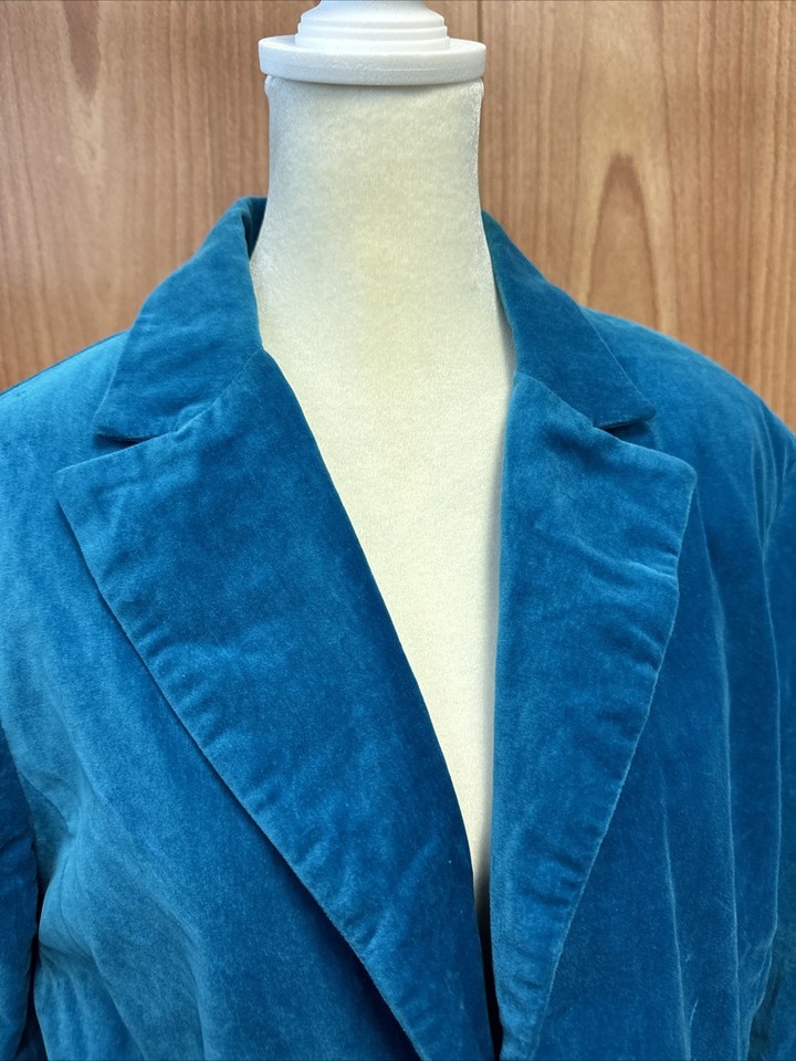 George Blue Triple Button Women’s Blazer Size 16 Velvet Fall Winter ...