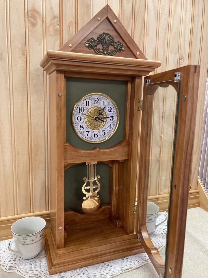 handmade wooden clock w/ corner shelf fasteners and instructions ...