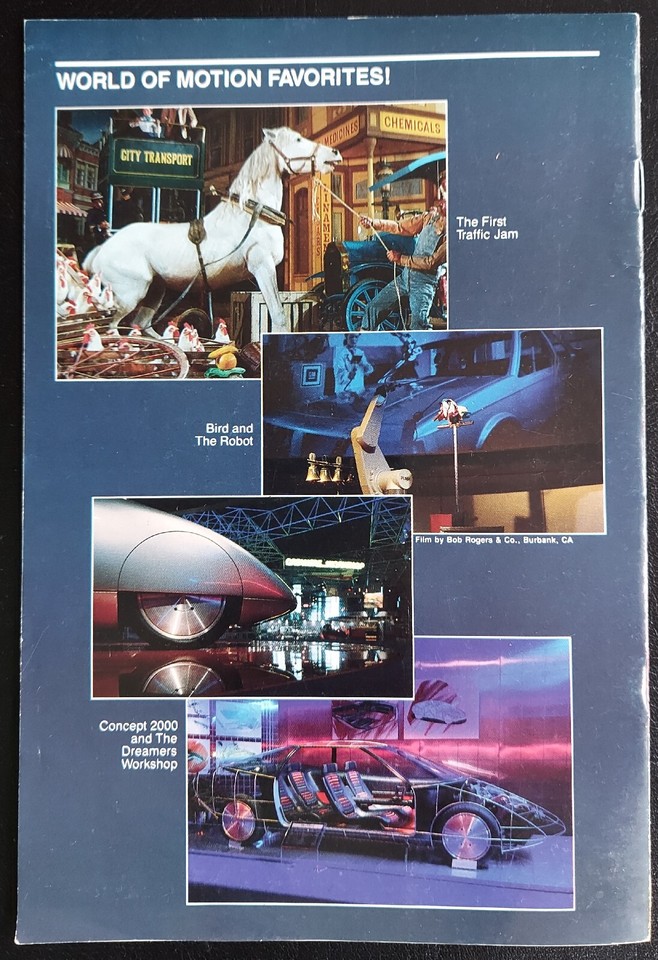 1987 Walt Disney World Epcot Center World of Motion Handbook GM Pontiac ...