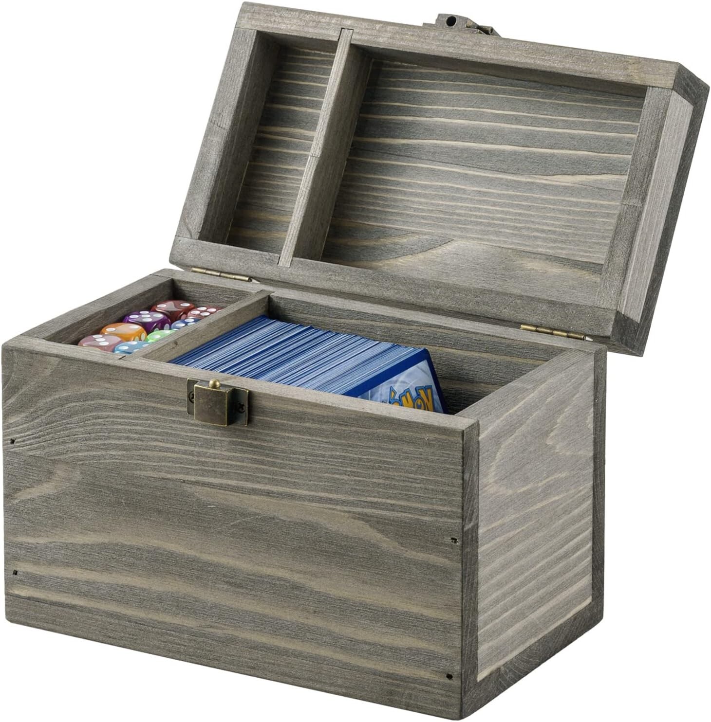Gray Wood Storage Box, Decorative Box for Collectible Trading Cards and ...