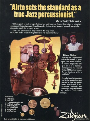 1997 Print Ad of Zildjian Drum Cymbal setup w Marvin Smitty Smith on ...