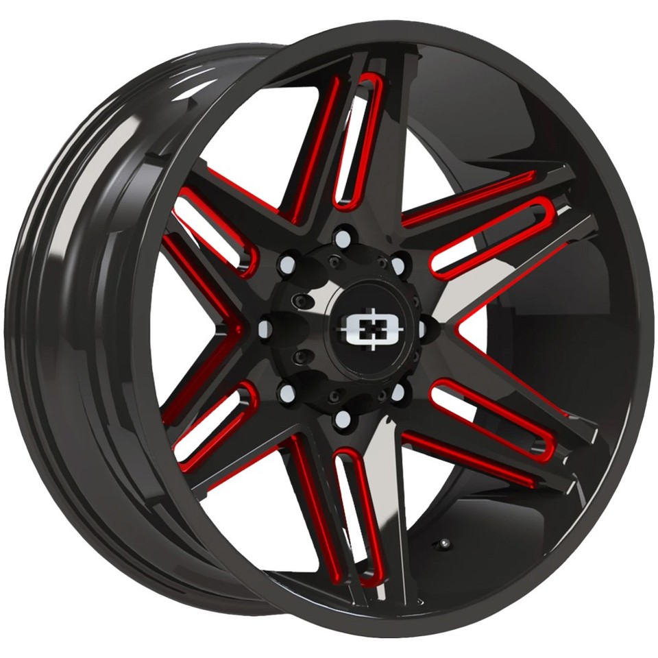 (Set of 4) Vision 363 Razor 20x12 8x6.5" -51mm Black/Red Wheels Rims 20 ...
