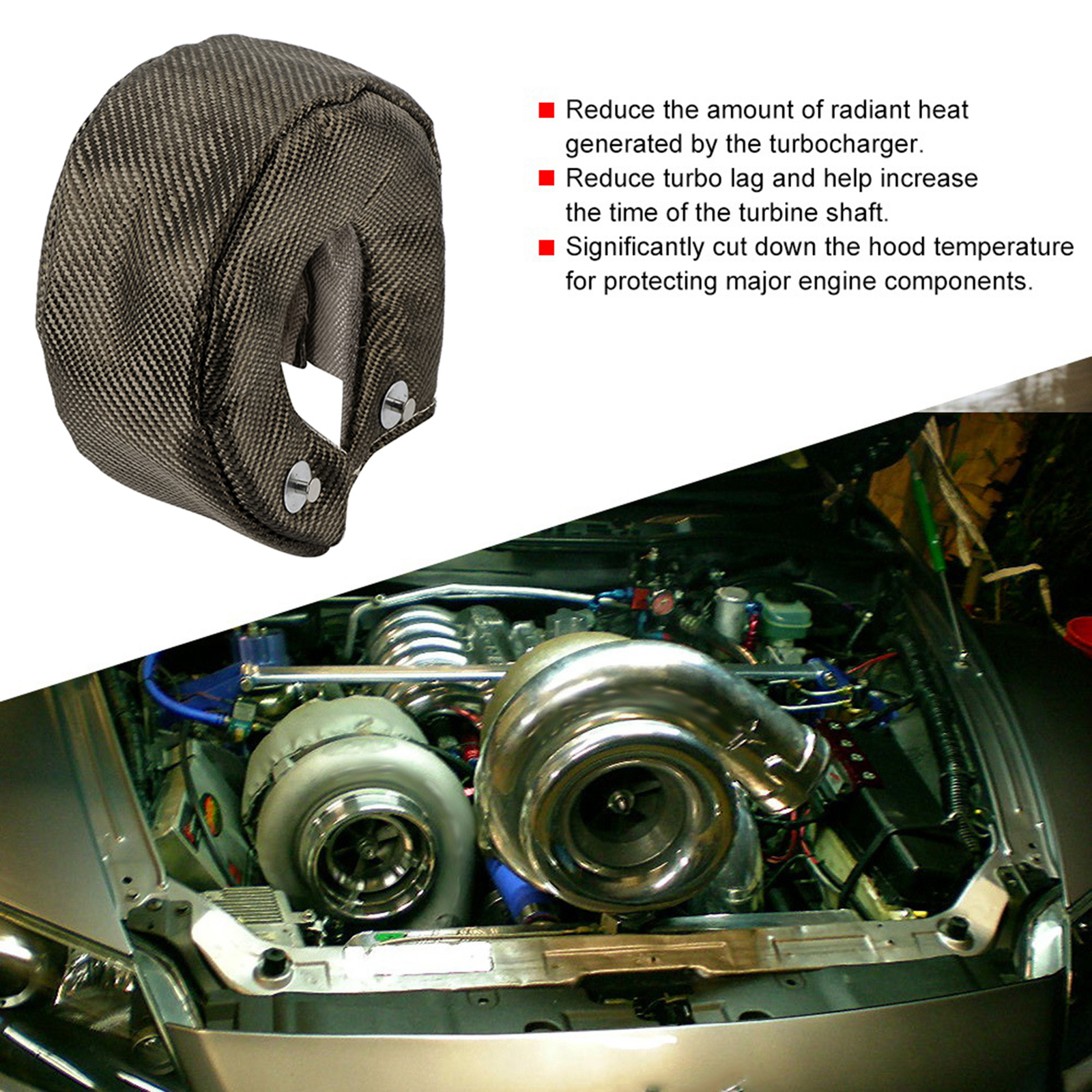 ZZL Single Titanium Turbo Heat Shield Blanket Barrier Turbo Cover | eBay