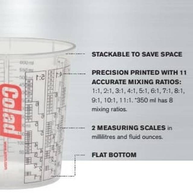Colad Paint Mixing Cups with Printed Mixing Ratios Automotive Refinish ...