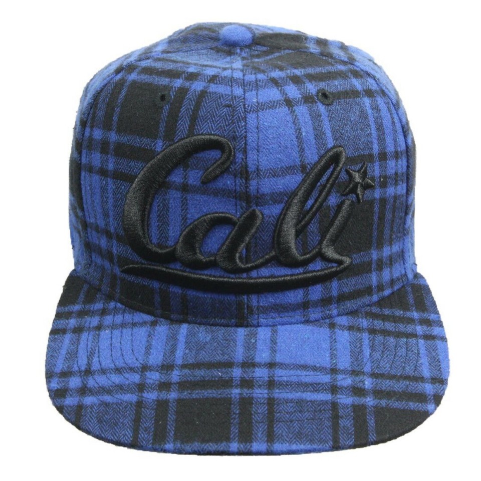 Baseball Cap CALI Sun Hat CA Check Snapback Flat Bill Hip Hop ...