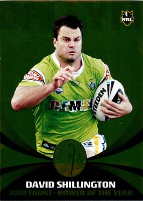 2010 CANBERRA RAIDERS NRL Card DAVID SHILLINGTON Dally M Daily ...