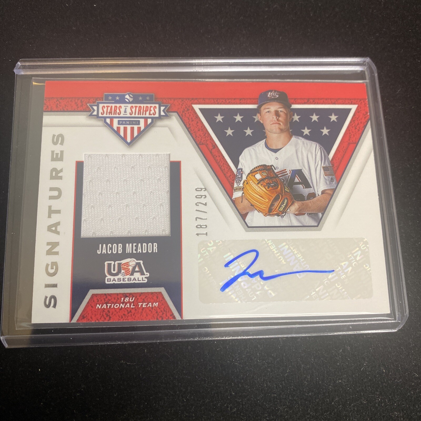 2019 Panini Stars And Stripes Baseball Jacob Meador Relic Auto /299 | eBay