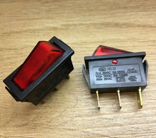 1X 3 Pin 16A 250VAC Red Lamp T125 IP55 Merchant CMm SR-32 Power Rocker ...