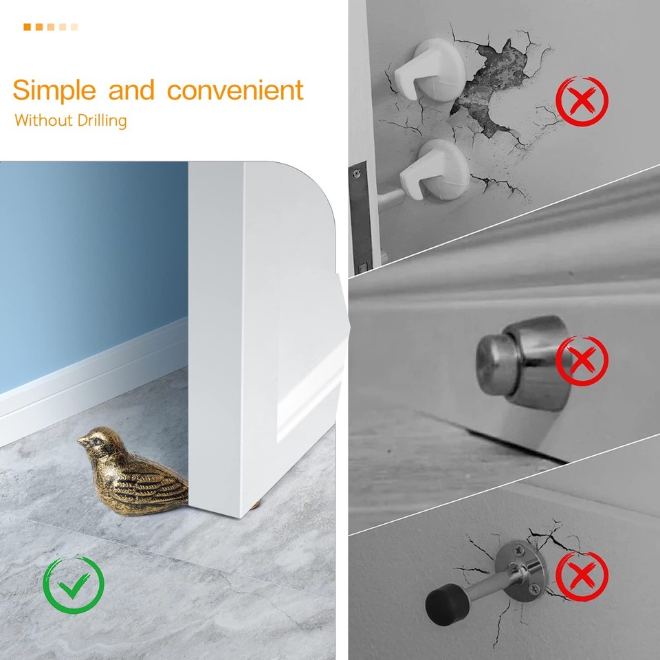 GDYOOSHOW Cast Iron Door Stop Heavy Duty Bird Stopper 2Pcs Gold Green ...