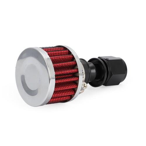 Fuel Cell Breather Vent - Black 10 AN Female Fitting with Chrome&Red ...