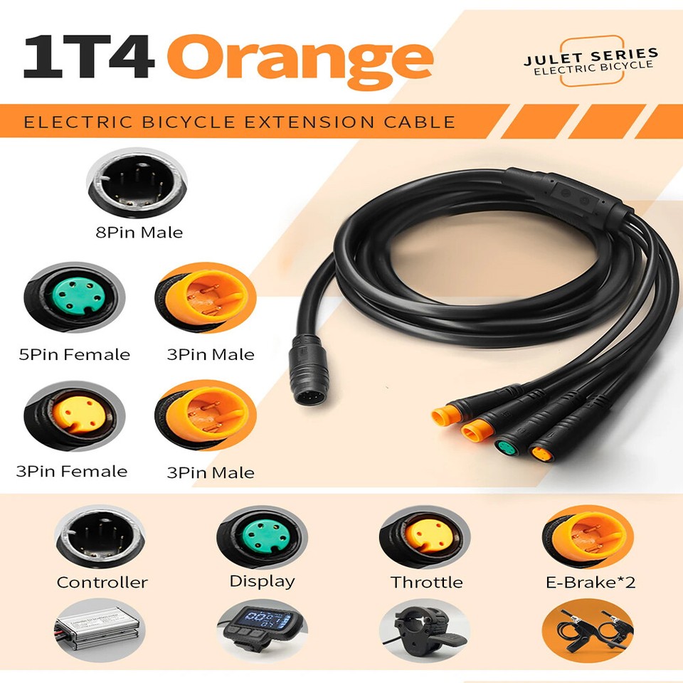 Electric Bike 1T4/1T5 Waterproof Cable Controller E-Bike Cable ...