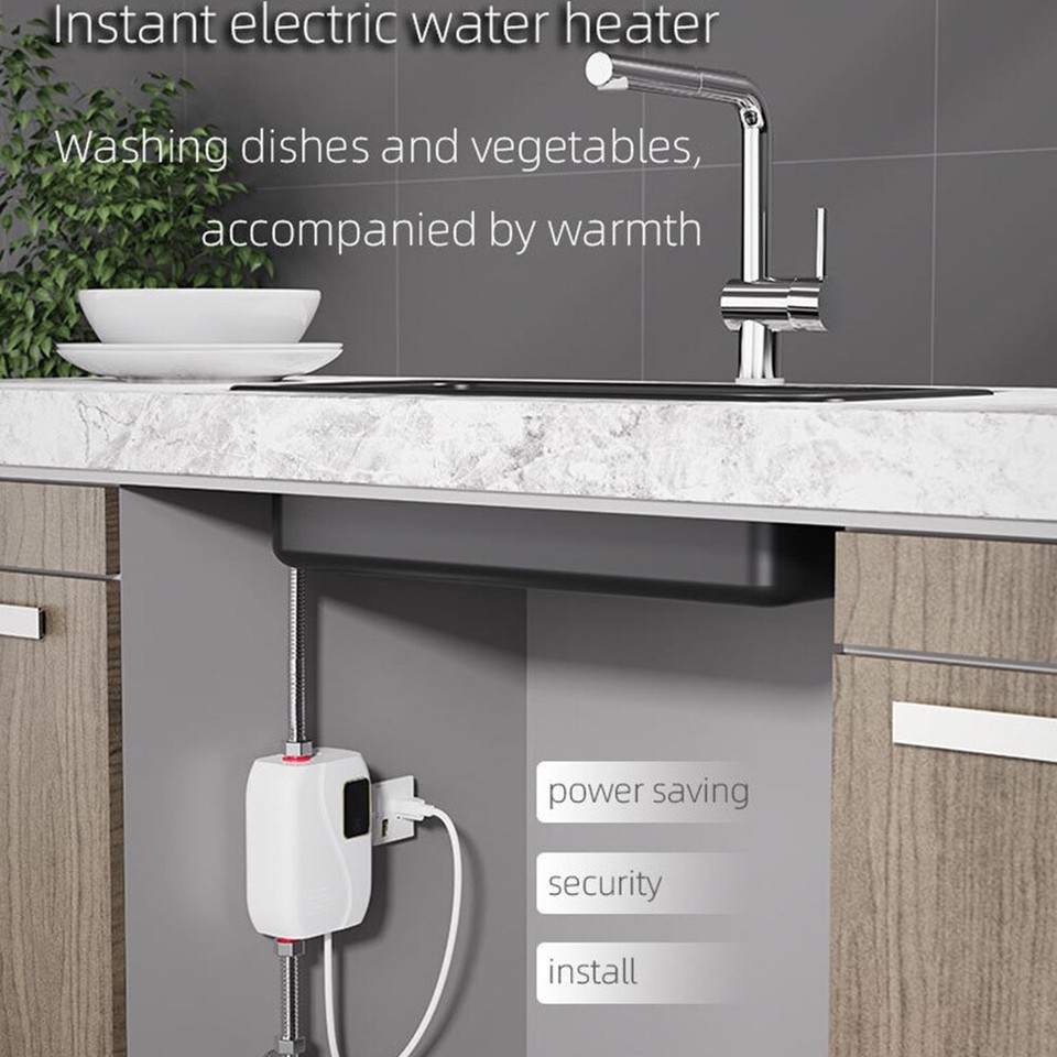Electric Tankless Instant Hot Water Heater 3000W Under Sink Tap ...