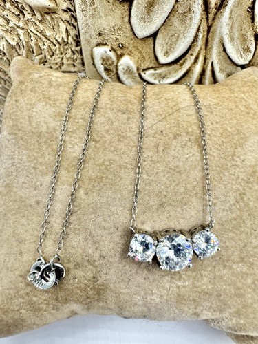 Thai FAS 925 Sterling Silver Necklace Bling 18” Cz Pendant Fine Estate ...
