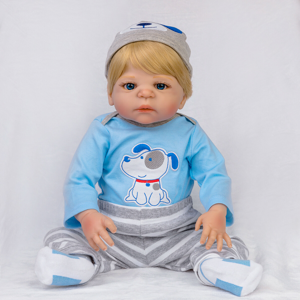 22"sleeping Reborn Baby Dolls Lifelike Vinyl Silicone Newborn Boy Doll ...