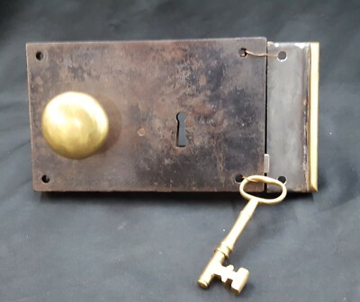 1800's Right Sided Iron & Brass Carpenter Style Rim Lock Set | eBay