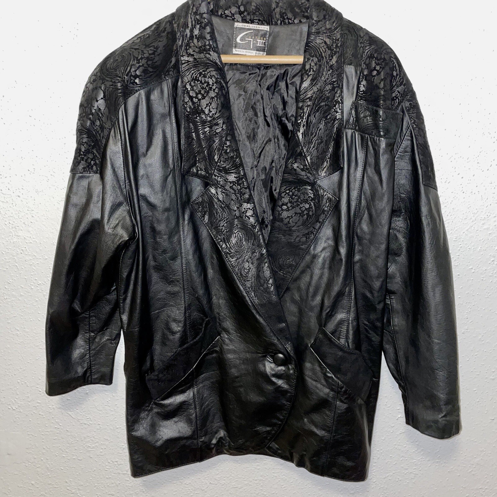 VTG Global Identity 90s Leather Brocade Detailing Wai… - Gem