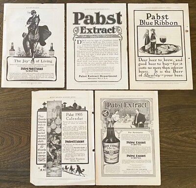 1900s PABST MILWAUKEE BREWERY Vtg Pre-Pro Print Ads~Malt Tonic,Blue ...