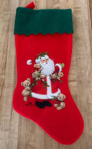 Vintage Ruth Morehead Santa & Teddy Bears Felt Christmas Stocking | eBay