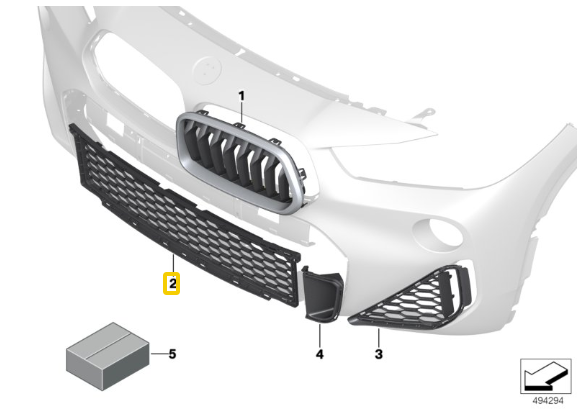 New Genuine BMW X2 F39 2016-2018 Front Bumper Grill Center Lower MSP ...