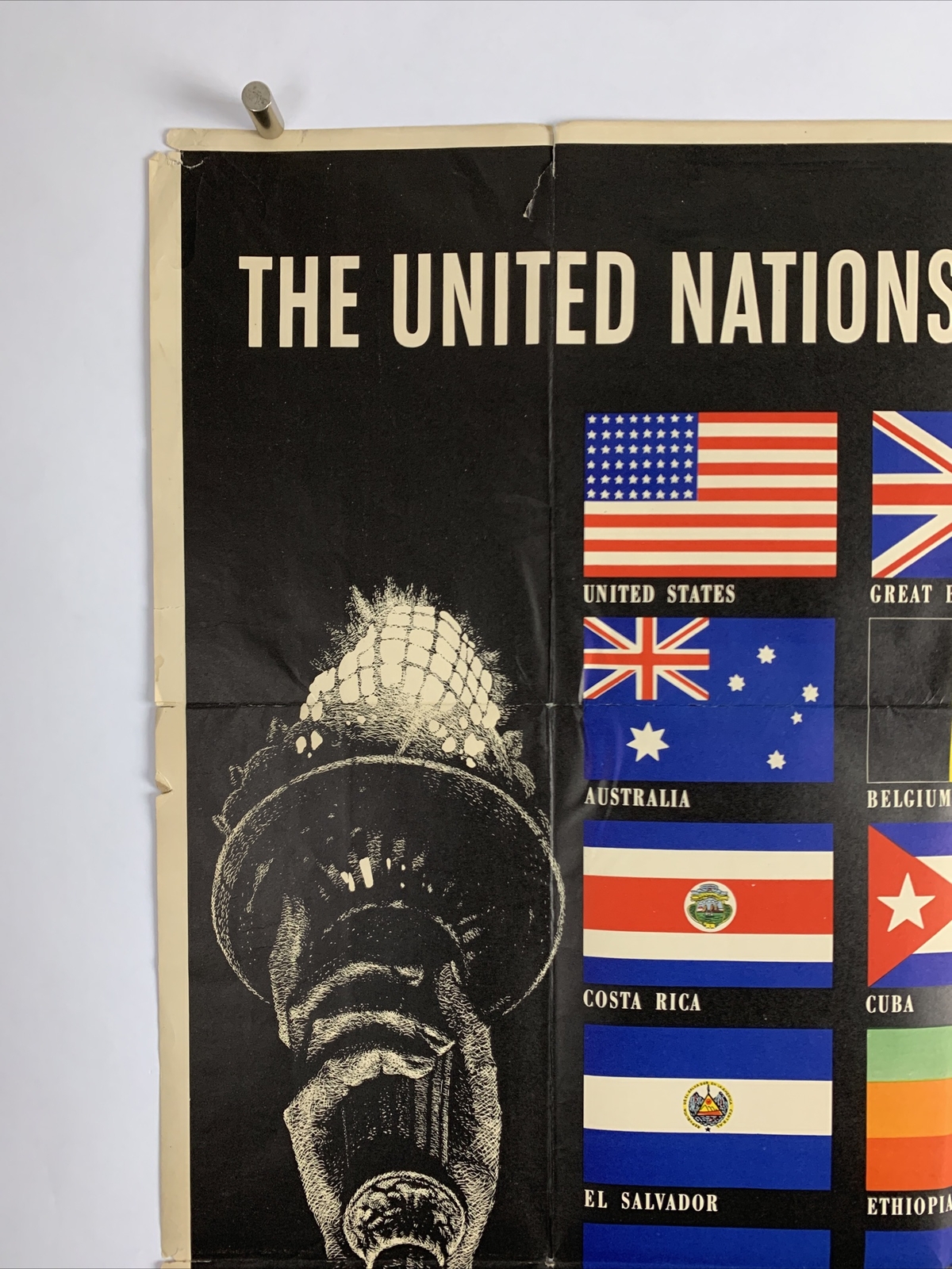 UNITED NATIONS FIGHT FOR FREEDOM World War 2 Poster (VG) 1942 28 1/4 x ...