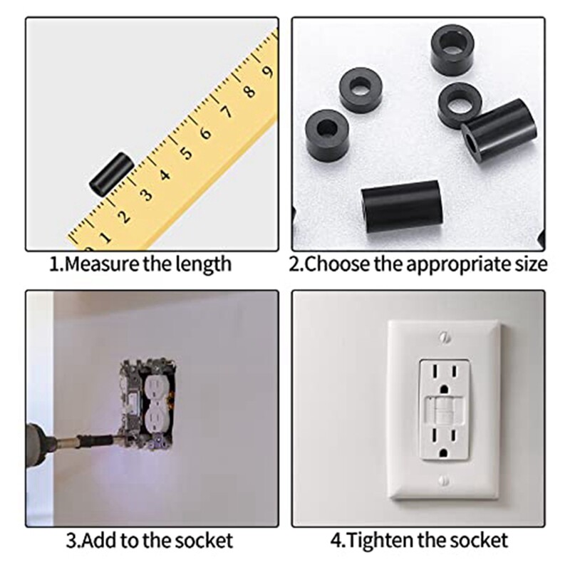 320 Pcs Electrical Outlet Screws Spacers, Black Nylon Round Spacer9707 ...