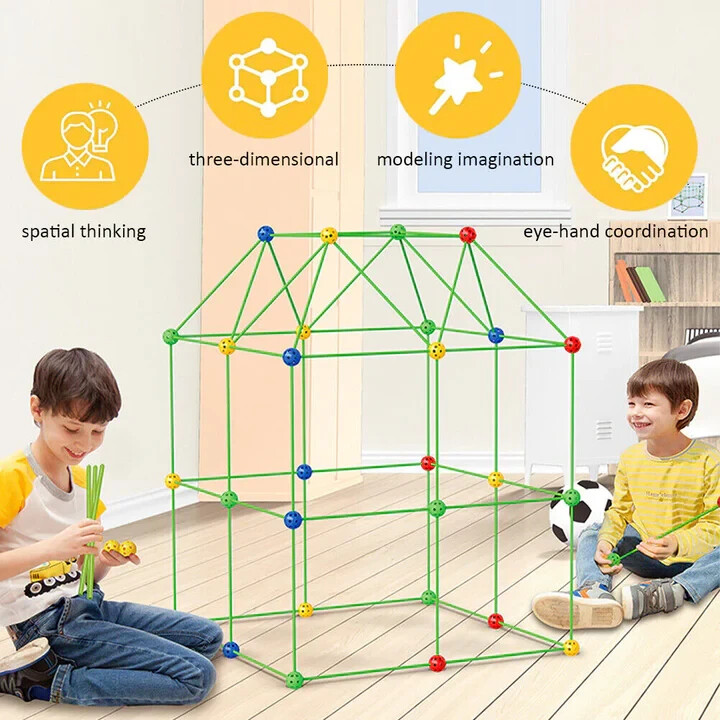 Kids DIY Fort STEM Building Kit Toy - 72Pcs or 144Pcs DIY - Play House ...