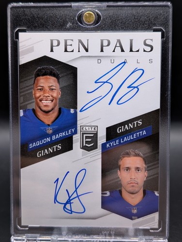 2018 Donruss Elite Pen Pals Dual Blue Ink Auto Rookie Saquon Barkley ...