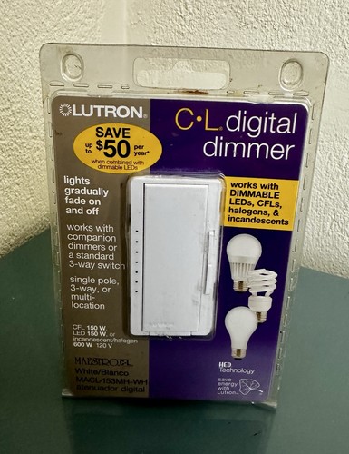 Lutron C-L Digital Dimmer: MACL-153MH-WH - White - NEW - Read Package ...