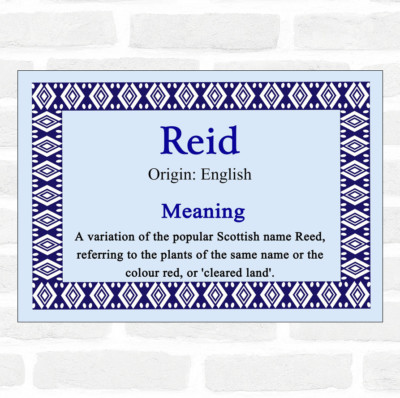 Reid Name Meaning Blue Certificate | eBay UK