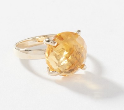 EternaGold 14K Gold Faceted Round Citrine Ring Size 7 QVC $600 | eBay