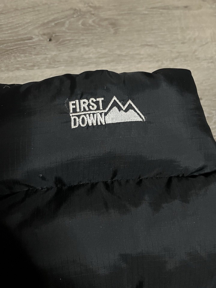 Vintage First Down Black Puffer Down Filled Jacket Reversible 90s Size Large | eBay