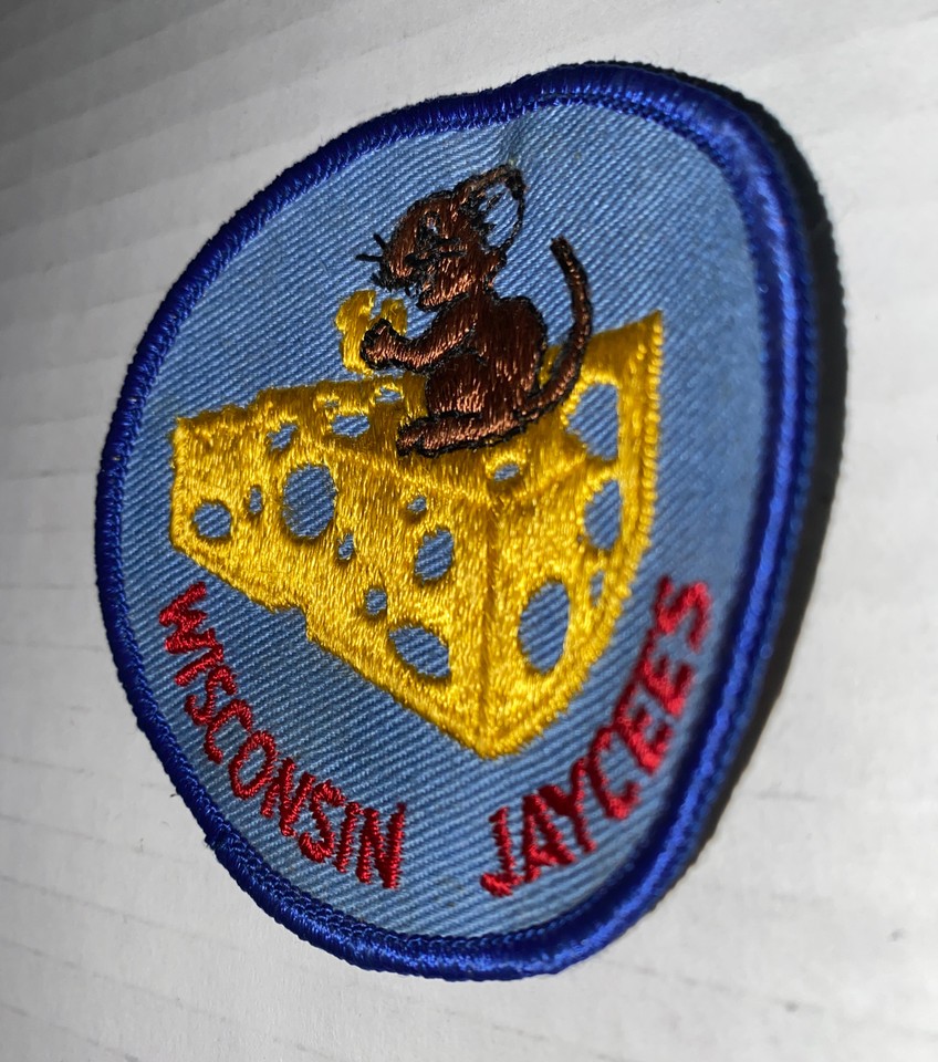 Vintage Wisconsin Jaycees Cheese Mouse Embroidered Sew On Patch Circle ...