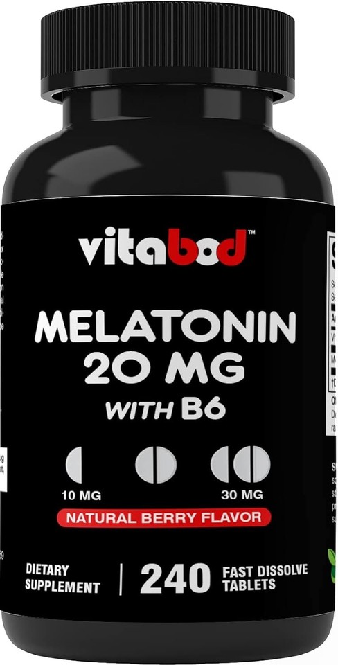 Melatonin 20mg High Potency Natural Sleep Aid Berry Flavor 240 Fast ...