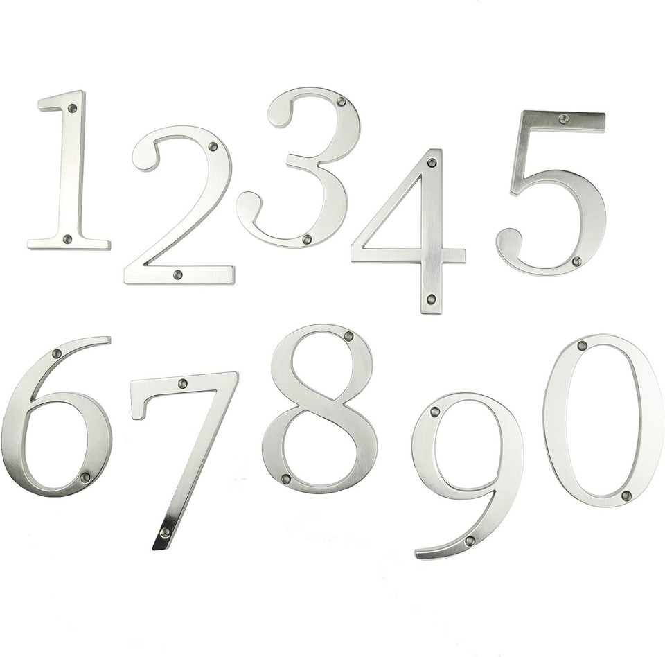 4 Inch Modern House Number Signage in Silver - Perfect for Any Entrance ...