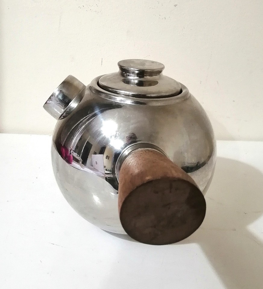 Frevd Freud Stainless Steel Silver Ball Tea Coffee Pot Wooden Handle 1 ...