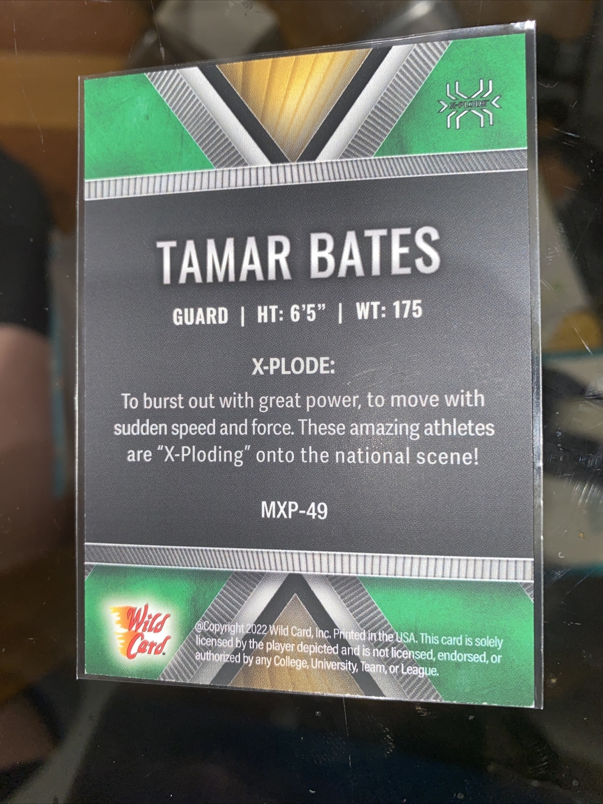 Tamar Bates 2022 Wild Card RC X-Plode MXP-49 Emerald #4/6 Indiana ...
