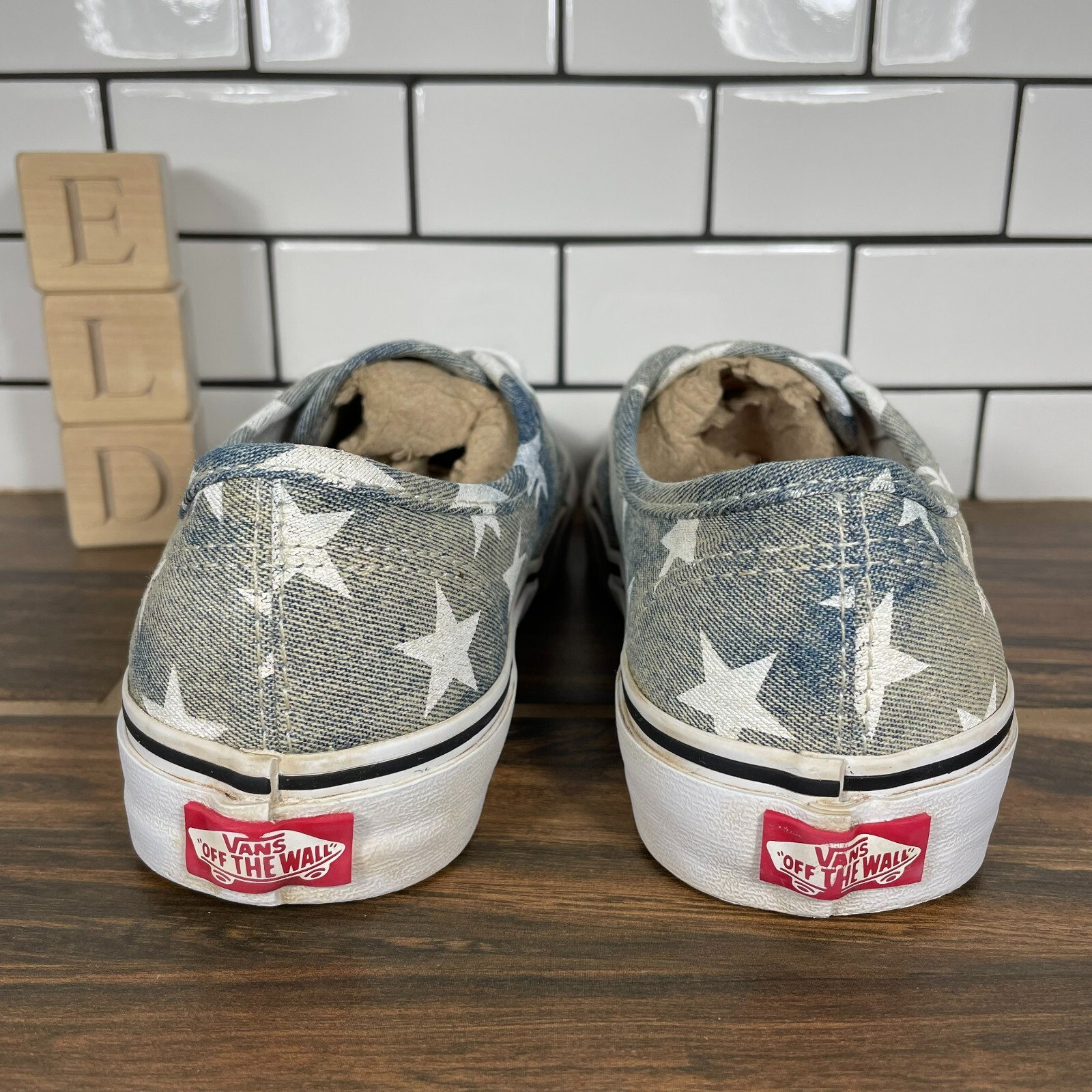 Vans Authentic Acid Denim Washed Stars Womens 6.5 Sho… - Gem